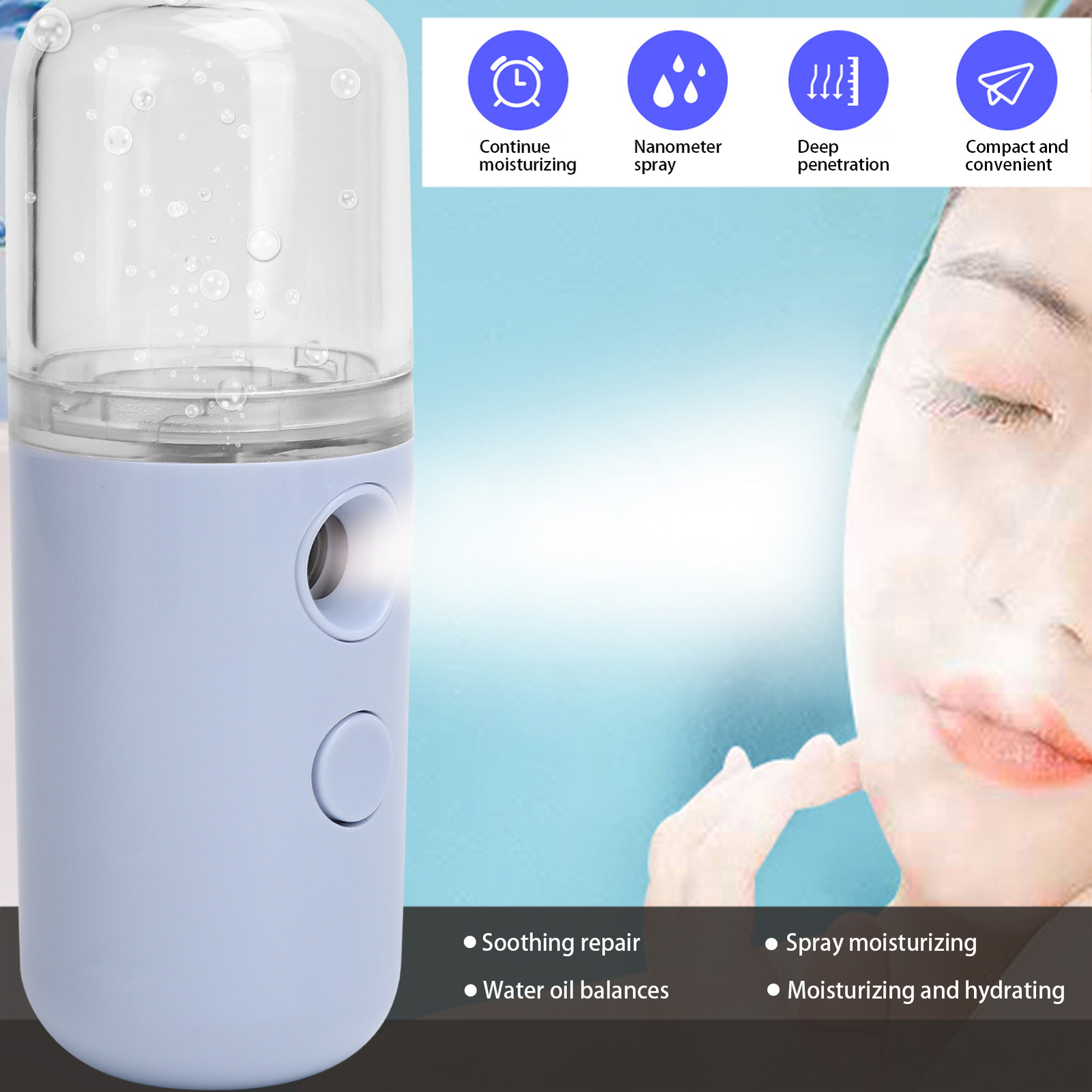 Handheld Face Mist Sprayer Rechargeable Moisturizing Hydrating Face ...