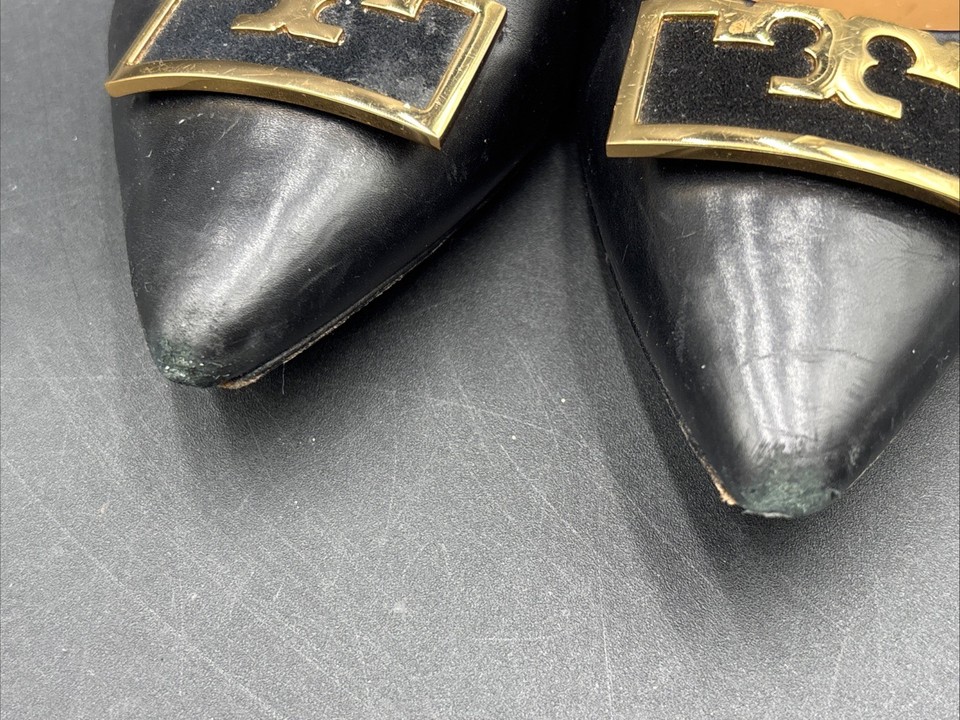 Tory Burch Gigi 20MM Pointy Toe Calf Leather/Suede Flats Size 8M 1223 ...