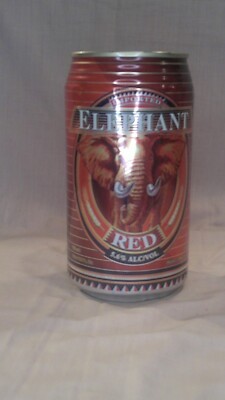 Vintage Imported Elephant Red Beer Can Pint Empty Top Carefully Opened ...