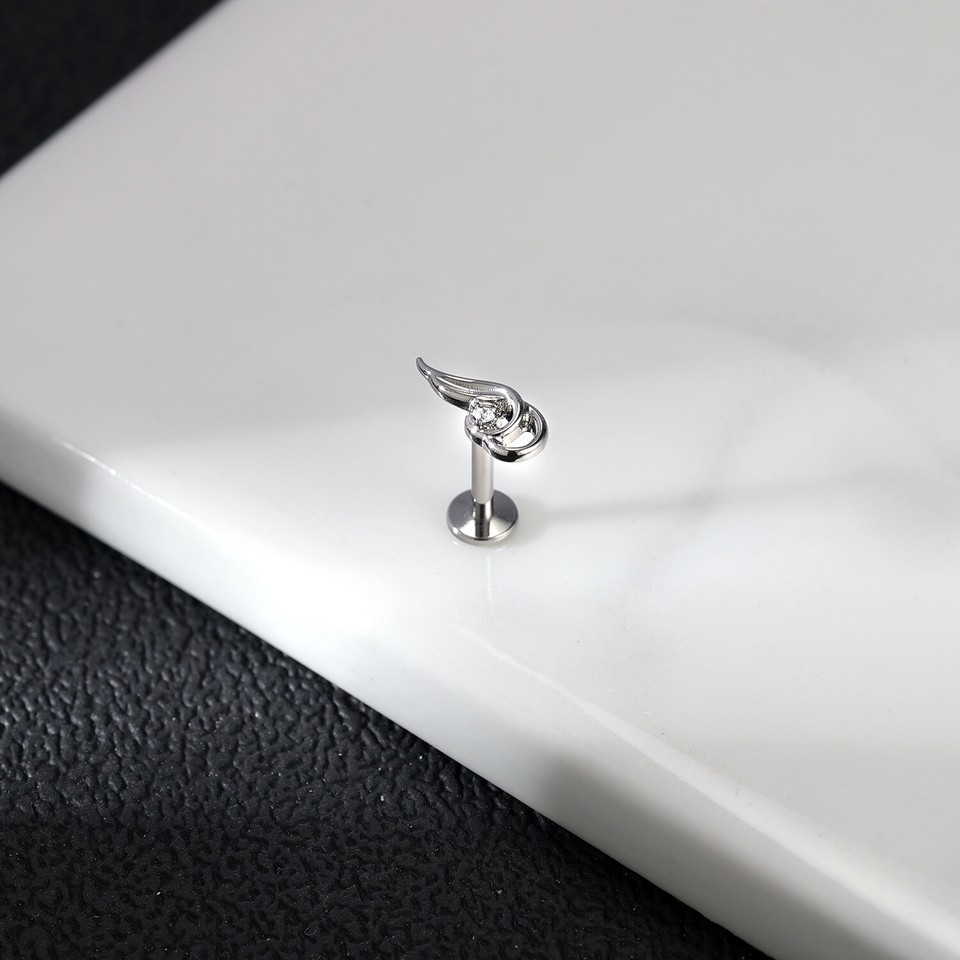 1 Pc Titanium Steel Labret Lip Piercing 16G Helix Conch Tragus Piercing ...