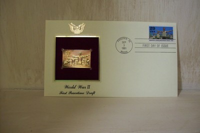 postal commemorative society 22k gold plated stamps ww2 first peacetime ...