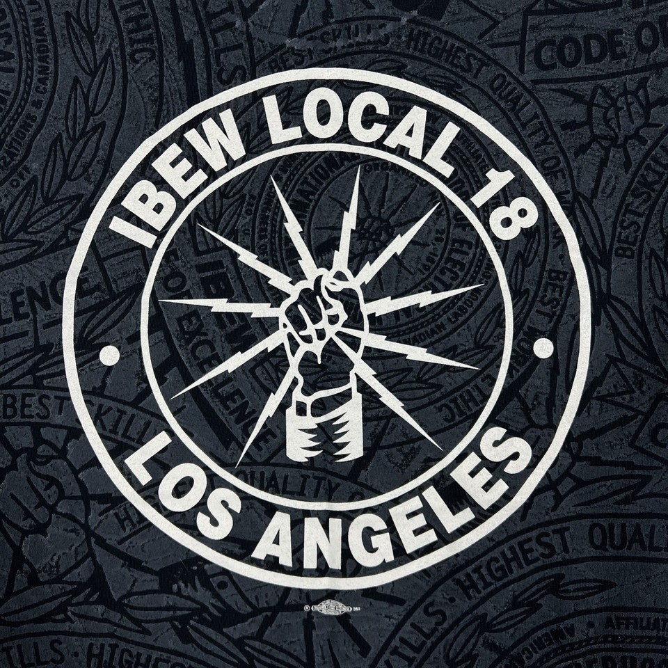 Vintage UNIONMADE IBEW Local Union 18 Los Angeles Mens XL T-Shirt Navy ...