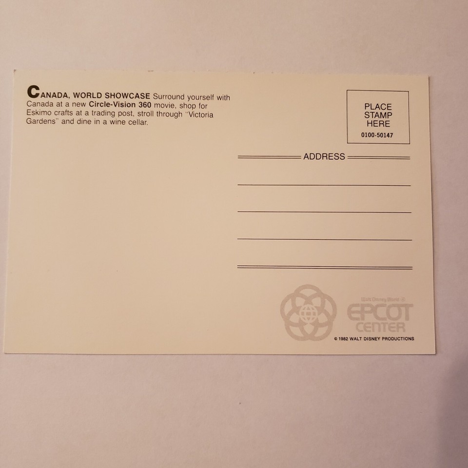 Vintage Epcot Postcard Canada Showcase Walt Disney World Photo Circle ...