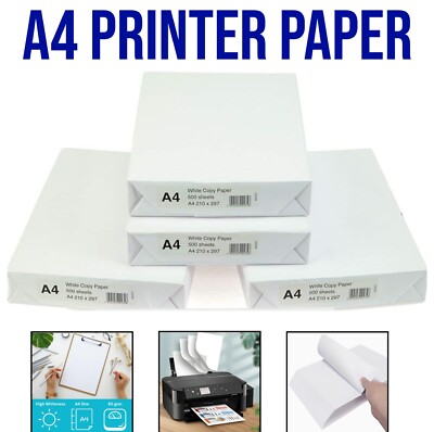 Printer Paper A4 White Copier Sheets Ream 80GSM Photocopy Papers Office ...