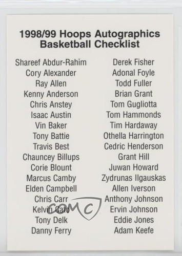 1998-99 NBA Hoops Checklists Checklist #CH | eBay