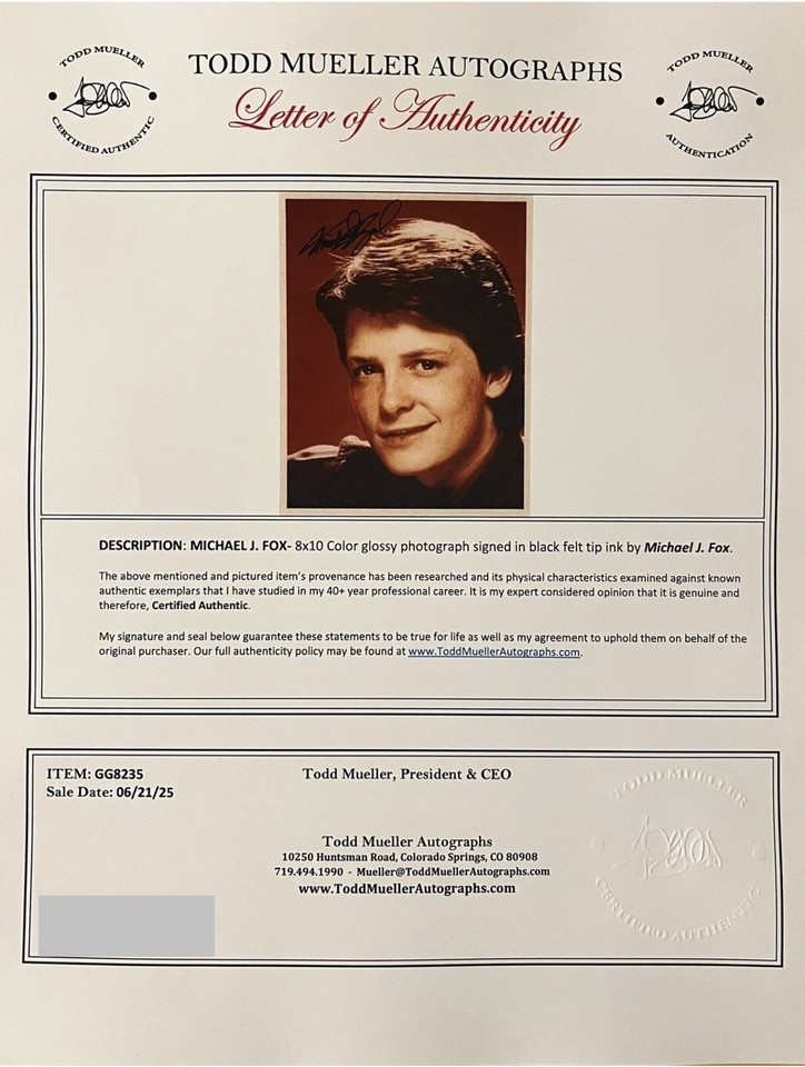 Michael J Fox Signed Back To The Future Photo Todd Mueller COA Autograph 8x10 | eBay