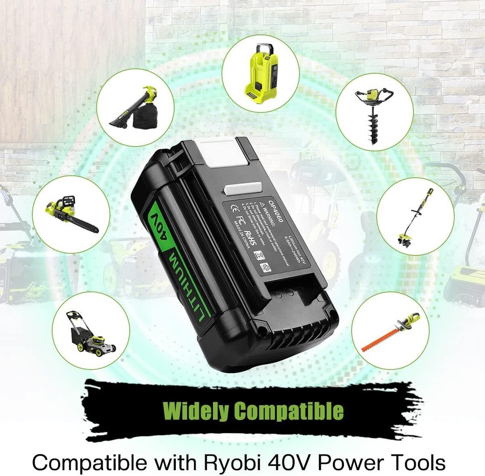 2PCS 8Ah 8.0Ah 40V Battery for Ryobi 40 Volt Lithium OP4050 OP40501 ...