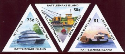 Rattlesnake Island Local Post Stamps NEW 2022 Lake Erie Comm. Vessels R ...