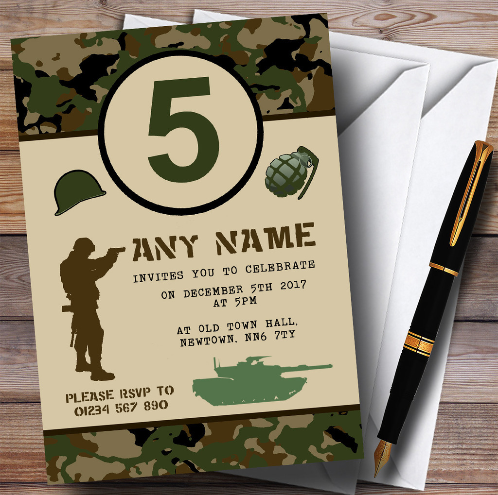 Camo Birthday Invitation Background Templates