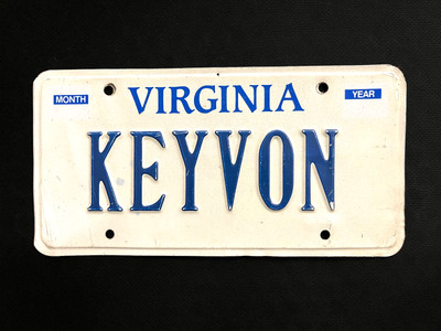 Virginia Raised Letter License Plate KEYVON ......... PERSONALIZED ...