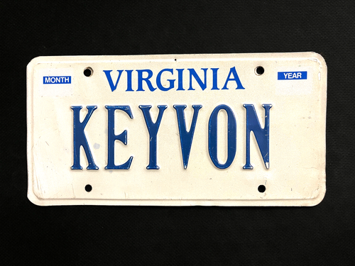 Virginia Raised Letter License Plate KEYVON ......... PERSONALIZED ...