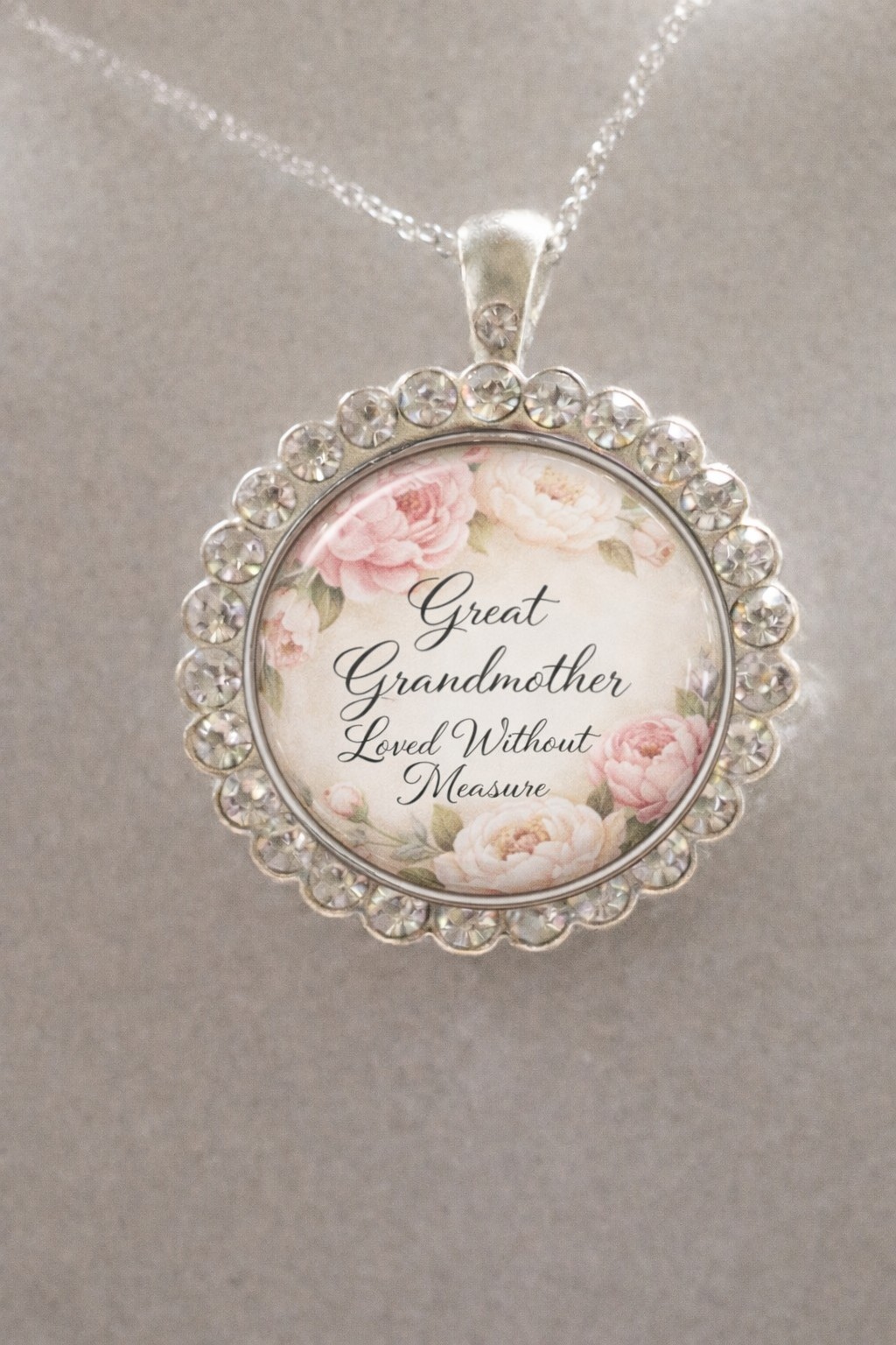 rhinestones 925 silver necklace beautiful Great GRANDMA Loved Without ...