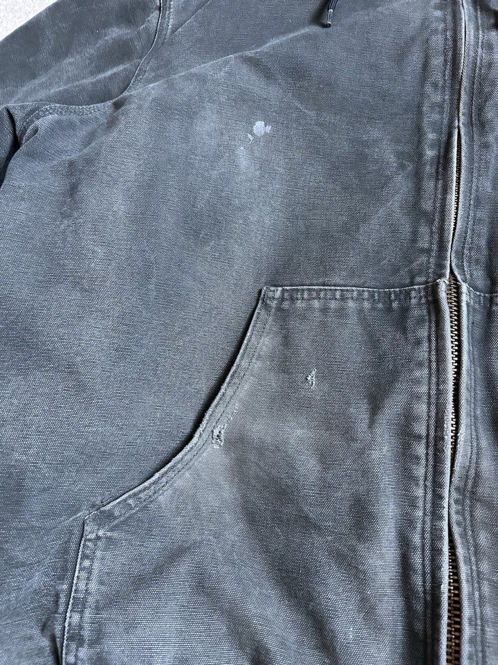 Vintage Carhartt Canvas Hooded Lined Workwear Jacket J130 MOS Moss ...