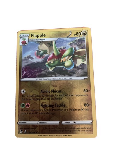 Pokemon Card FLAPPLE Reverse Holo 120/203 EVOLVING SKIES *MINT* | eBay ...