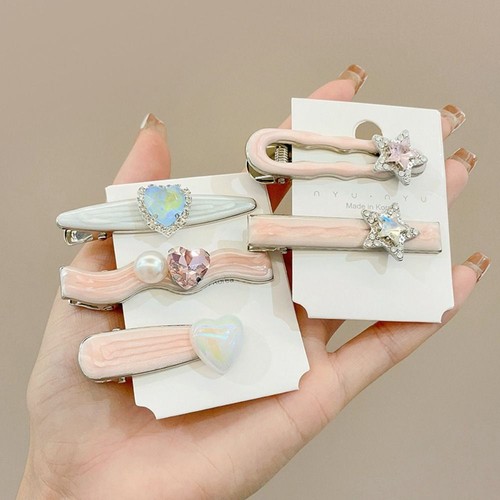 1/5PCS Candy Color Girl Side Clip Pink Rhinestone Hair Clips Female | eBay