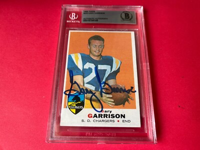 Gary Garrison Chargers 1969 Topps Card Signed Auto Beckett BAS Slabbed ...