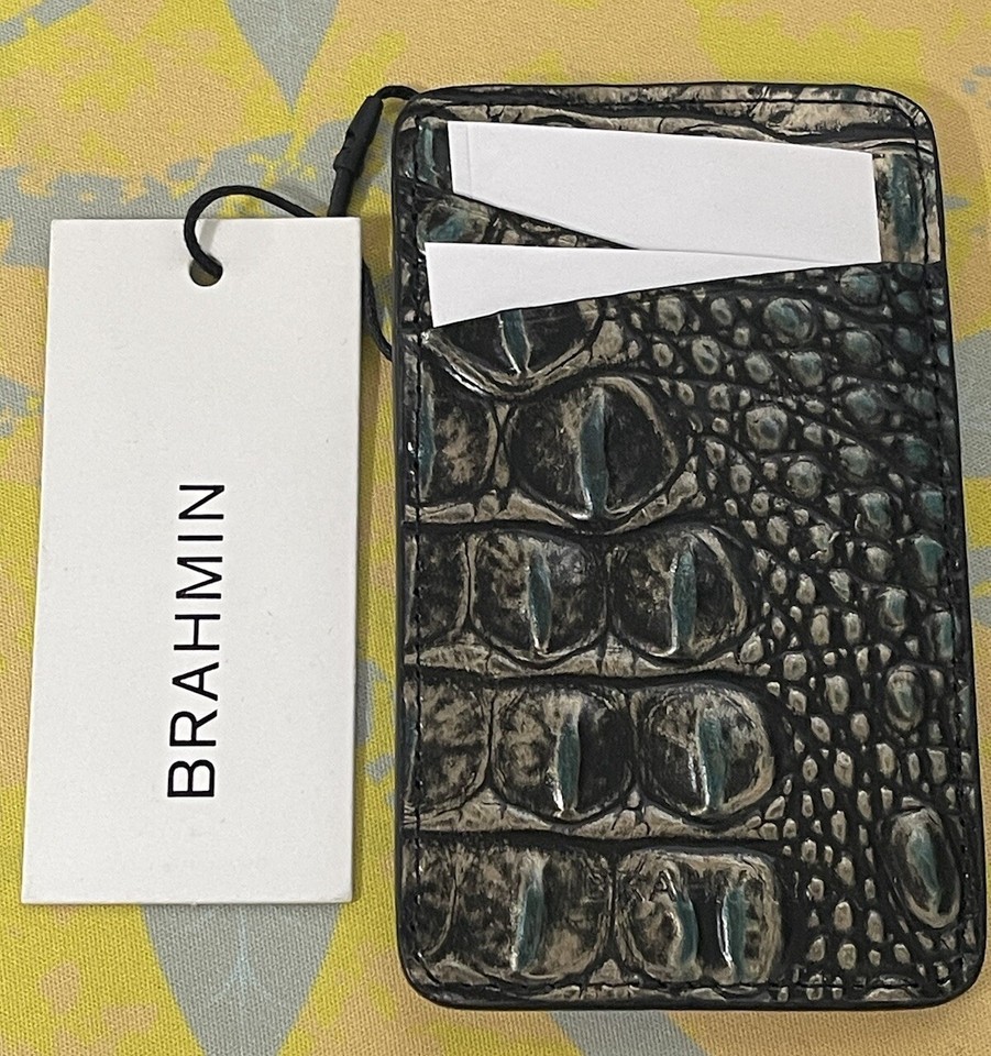 NEW BRAHMIN Croc-Embossed LEATHER CARD CASE/Wallet AGATE MELBOURNE NEW ...