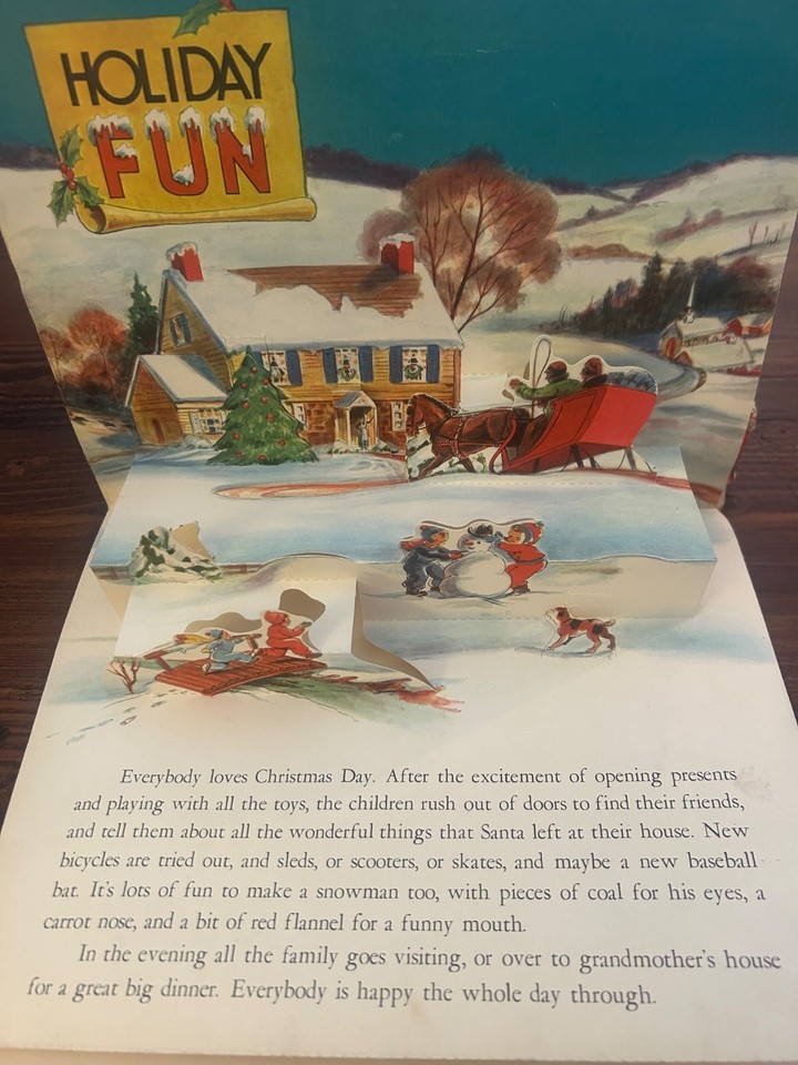 Christmas Time in Action 1949 Merry Christmas Everyone Pop-Up Book w/ 5 ...