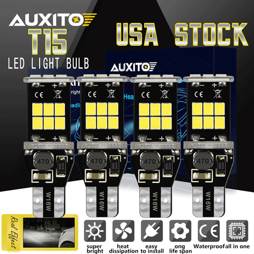 4x CANBUS Error Free Car T15 White 921 LED Reverse Back up Light W16W ...
