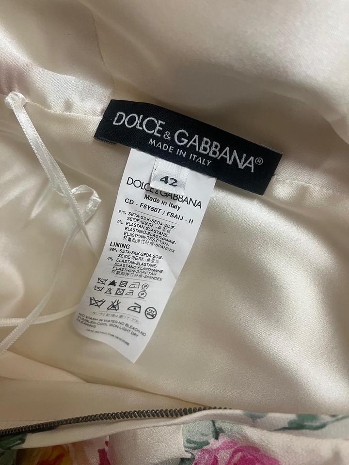 Dolce & Gabbana Floral Silk Ruched Bodycon Dress Italy Sz 42 Sleeveless ...
