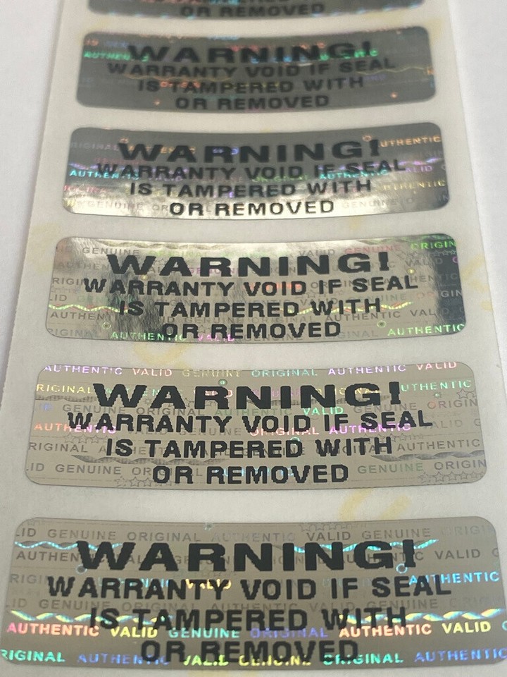 100 WARNING! WARRANTY VOID TAMPER EVIDENT SECURITY HOLOGRAM LABELS ...