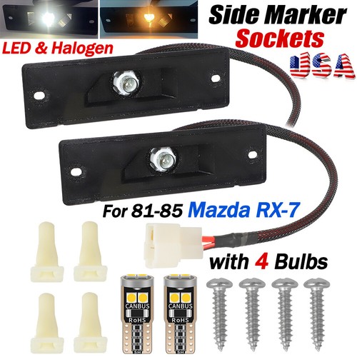 Front Rear Side Marker Sockets with 4 Bulbs For 1981-1985 Mazda RX7 ...