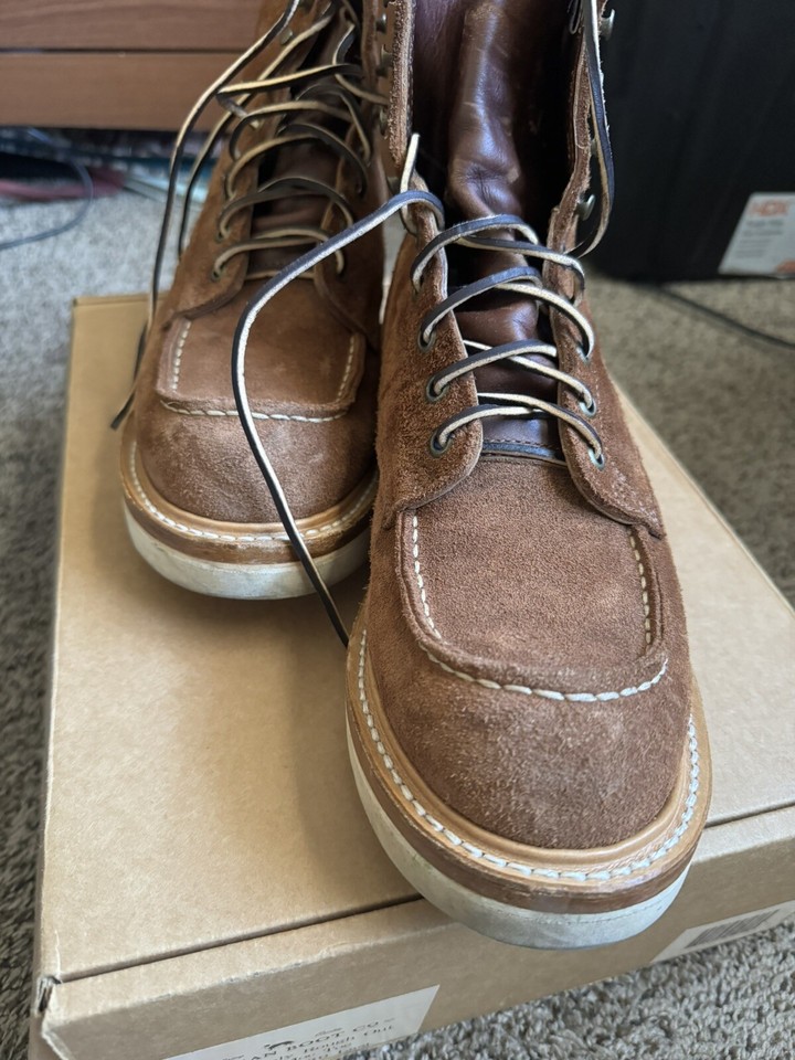 US 7.5D Truman Boots UPLAND MOC TOE Rough Out Filson Nicks JK Whites ...