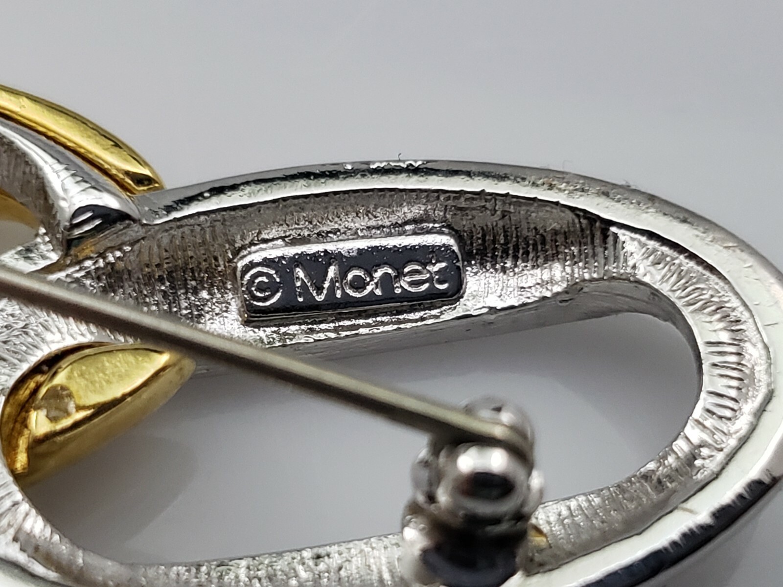 Monet Curb Link Design Bar Brooch Pin Gold And Silver Tone Metal Shiny ...