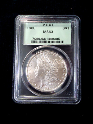 1880-p Morgan $1 Dollar Coin Graded PCGS MS63 Little Better Date Older ...