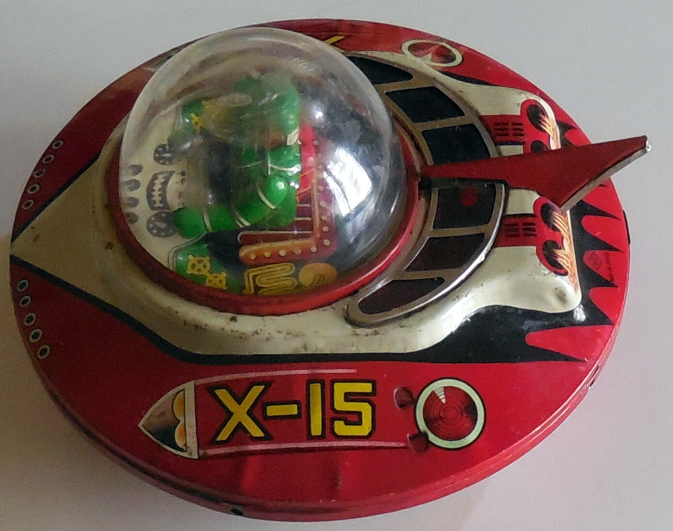 VINTAGE TIN TOY LITHO WIND UP SPACE SHIP X-15 KO MADE JAPAN 1960s ufo ...
