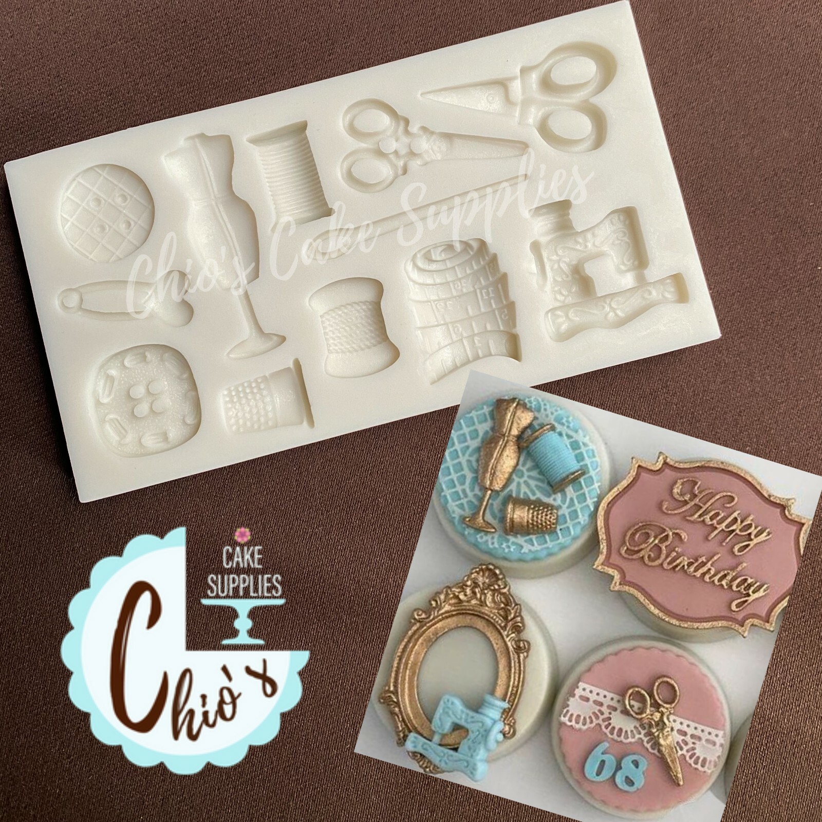 Tailor sewing / mannequin, scissors, sewing machine silicone mold, 12 ...