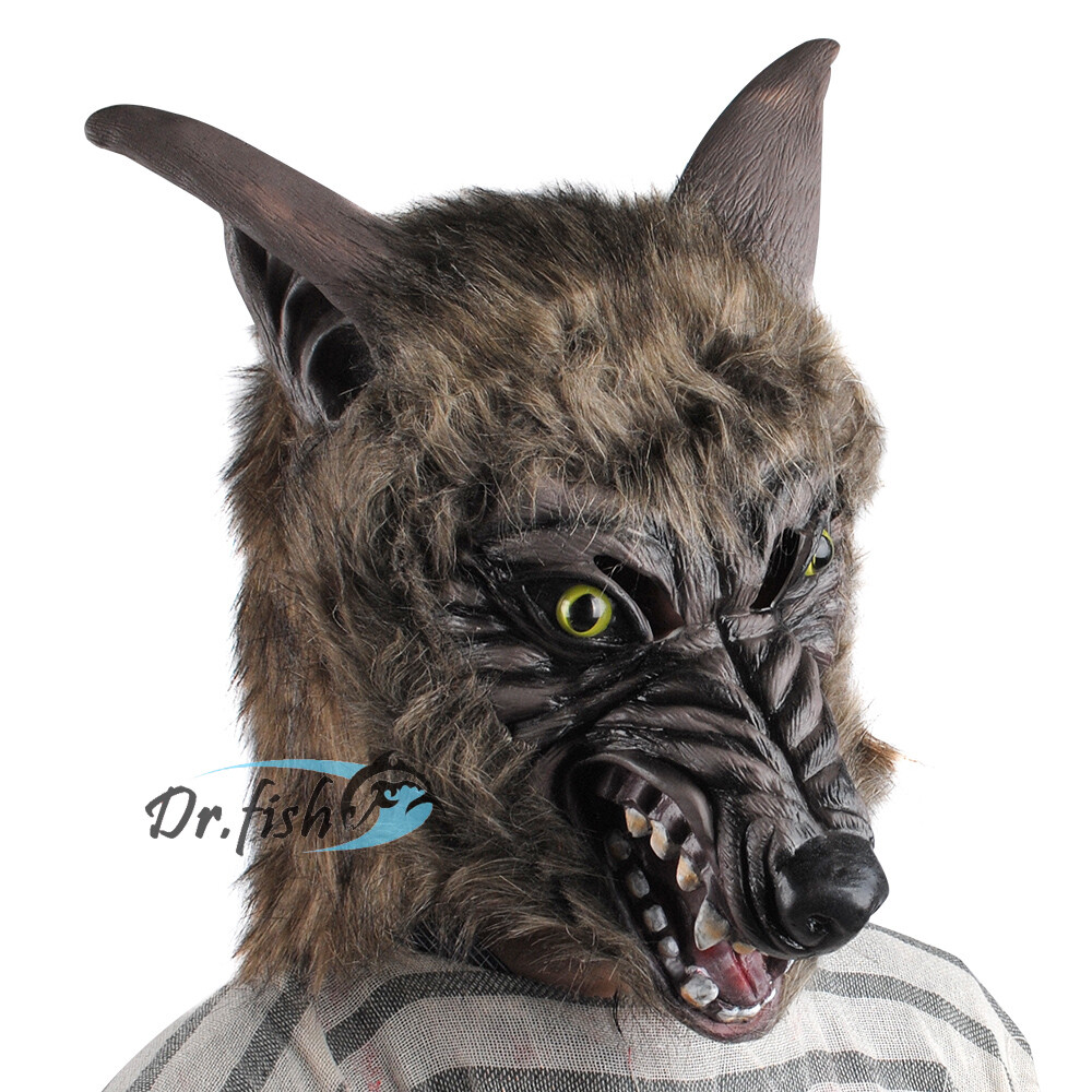 Realistic Werewolf Mask Werewolf Blue EYES Headdress, Black Werewolf