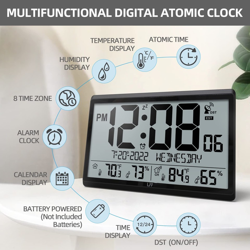 Atomic Clock/Never Needs Setting, Battery Operated, Atomic Wall Clock ...