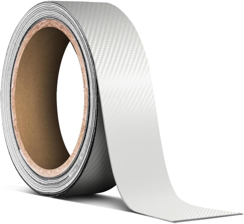 White Carbon Air-Release Adhesive Vinyl Pinstripe Tape Roll (1 Inch x ...