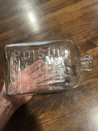 Antique POISON Champion Embalming Fluid Glass Bottle Embossed Oddity ...