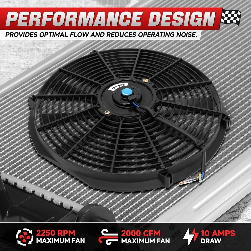 16" PULL/PUSH SLIM 12-VOLT ELECTRIC RADIATOR BLACK FAN COOLING+MOUNTING ...
