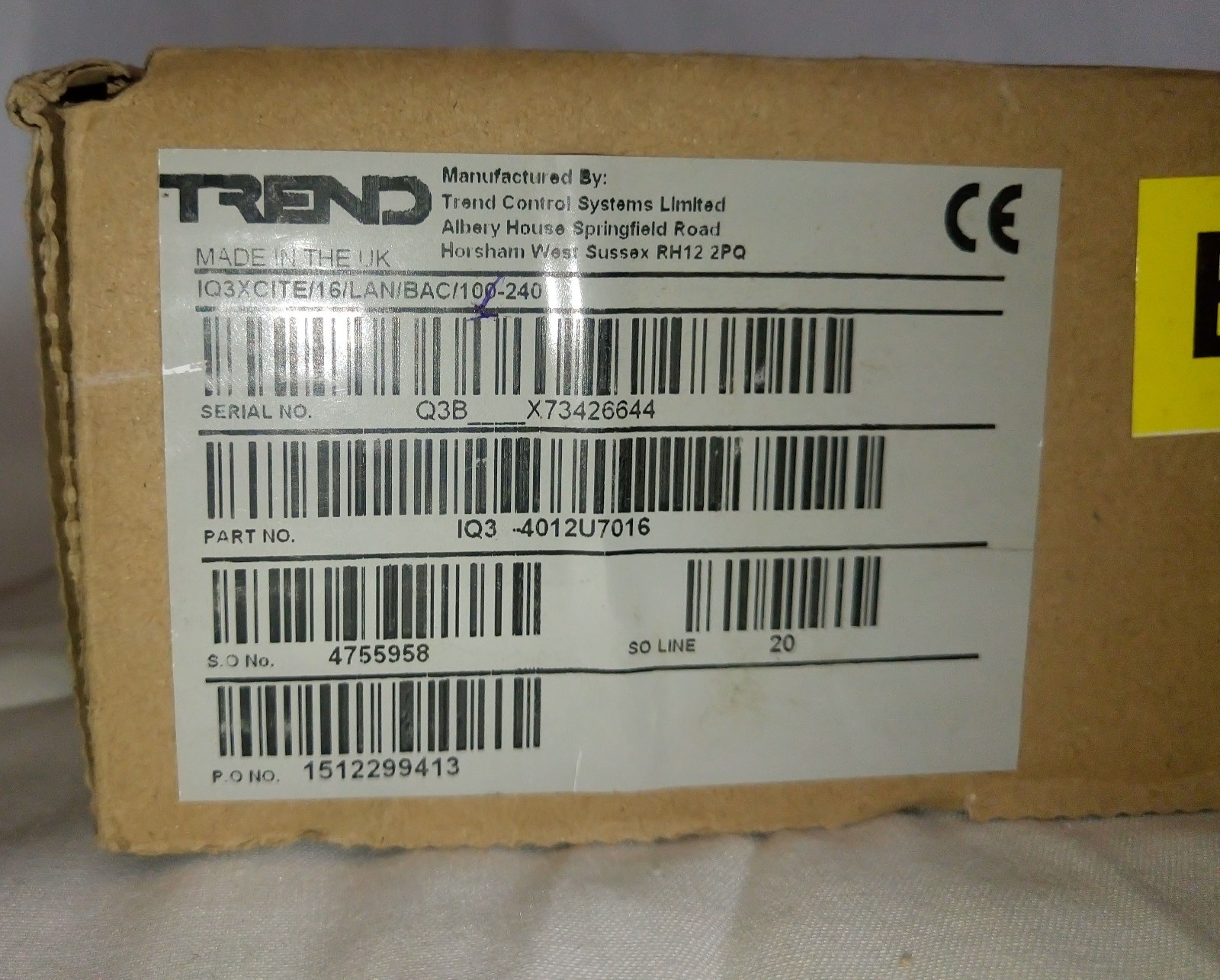 TREND IQ3XCITE/16/LAN/BAC/100-240 IQ3 Web Enabled Controller P/n IQ3 ...