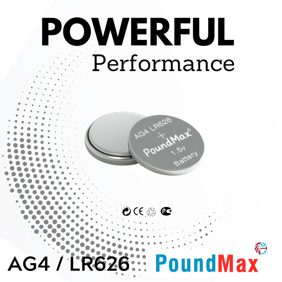 50 X AG4 Super 376/377 LR66 SR626 SR626SW 1.5v PoundMax ALKALINE BUTTON ...