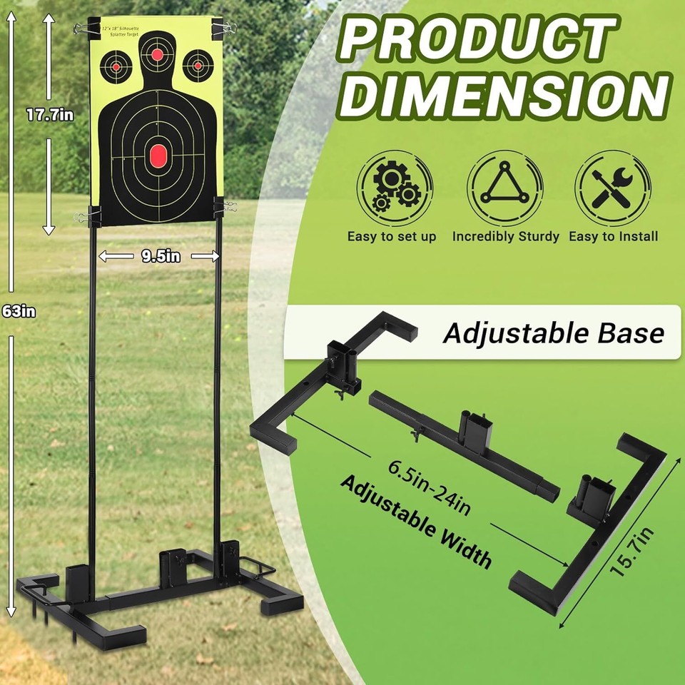 Adjustable Shooting Target Stand with Paper Targets 2 Mounting Options ...
