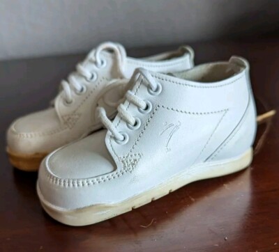 Vintage Stride Rite First Move White Leather Shoes Baby 2.5 High Top ...