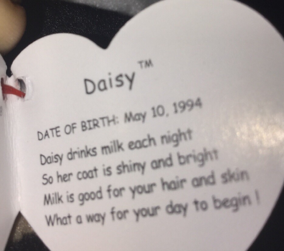 TY BEANIE BABY DAISY THE COW With Tag Proctor RETIRED With ERRORS 1994/ ...