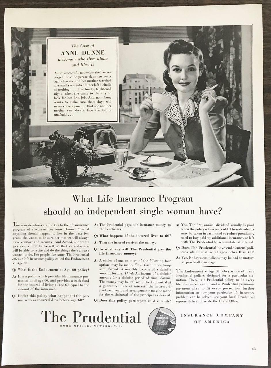 1940 Prudential Insurance Company Print Ad The Case of Anne Dunne | eBay