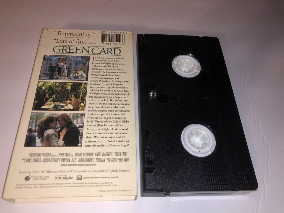 Green Card (VHS, 1991) Vhs Video Cassette Tape 717951141033 | eBay