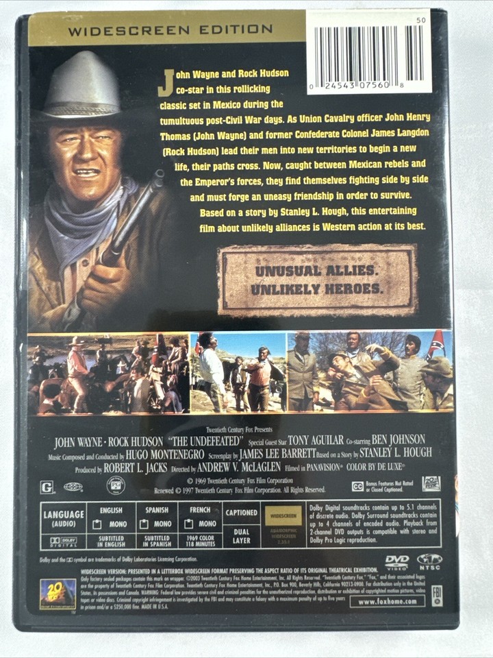 The Undefeated (DVD, 1969) 24543075608 | eBay