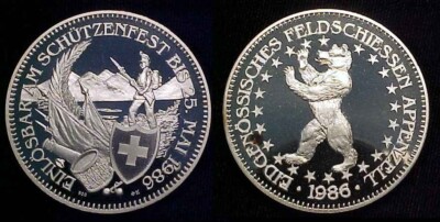 SWITZERLAND 1986 Appenzell 50 Francs Shooting Thaler Proof | eBay
