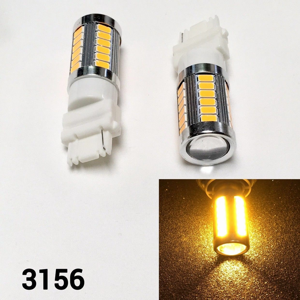 Brake Stop Tail Lights SMD LED Bulb Amber T25 3156 3456 B1 for Ford for ...