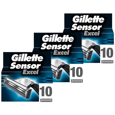 Gillette Sensor Excel Men's Shaving Razor Blades 30 Pack - Genuine FAST ...