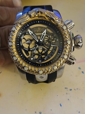 invicta venom mans watch Gold with Black silicon band, Black face glows ...