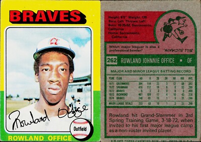 1975 Topps Baseball Card #262 Rowland Office Atlanta Braves | eBay