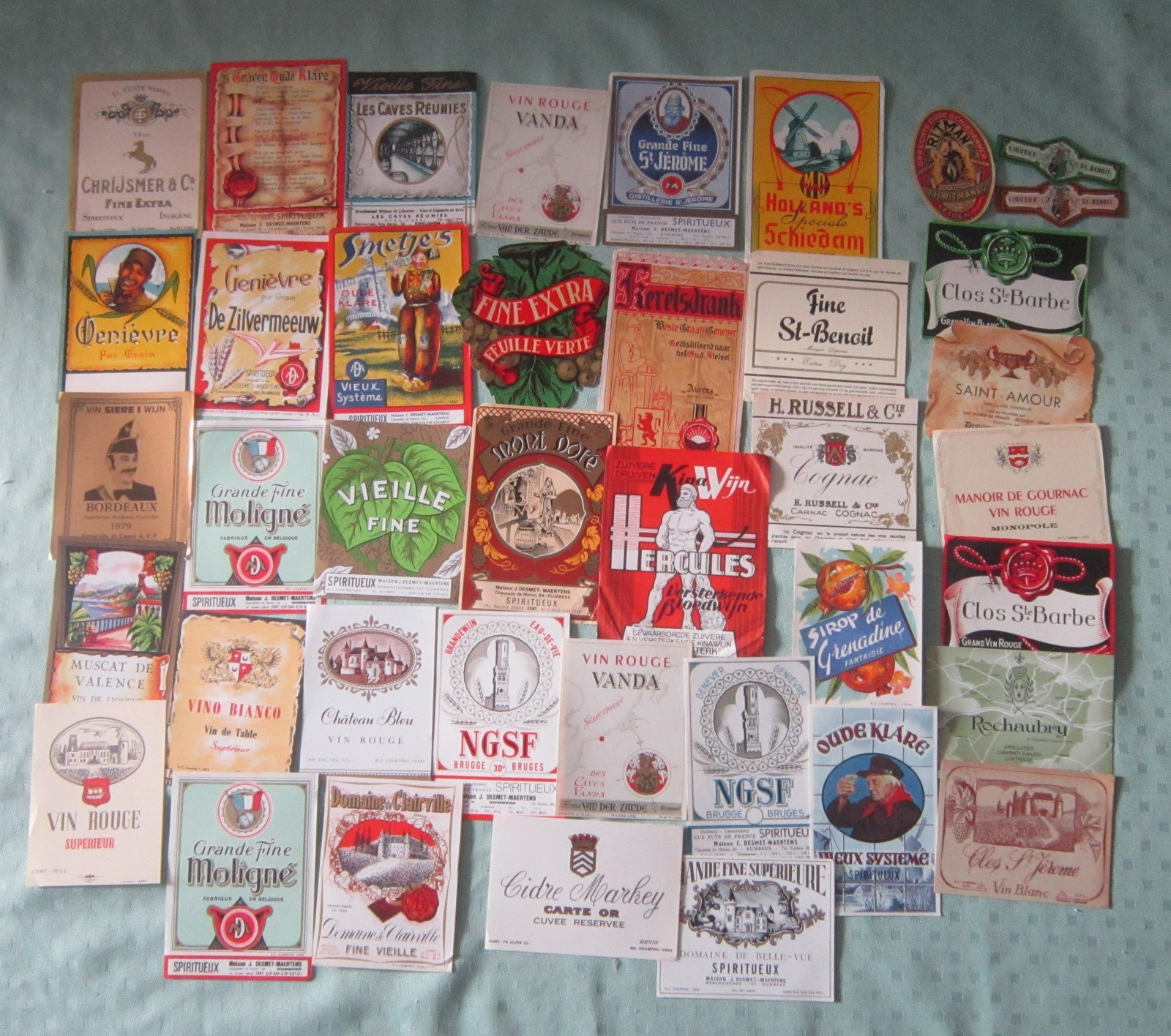 40 Vintage European Wine Liquor Unused Paper Labels One Double